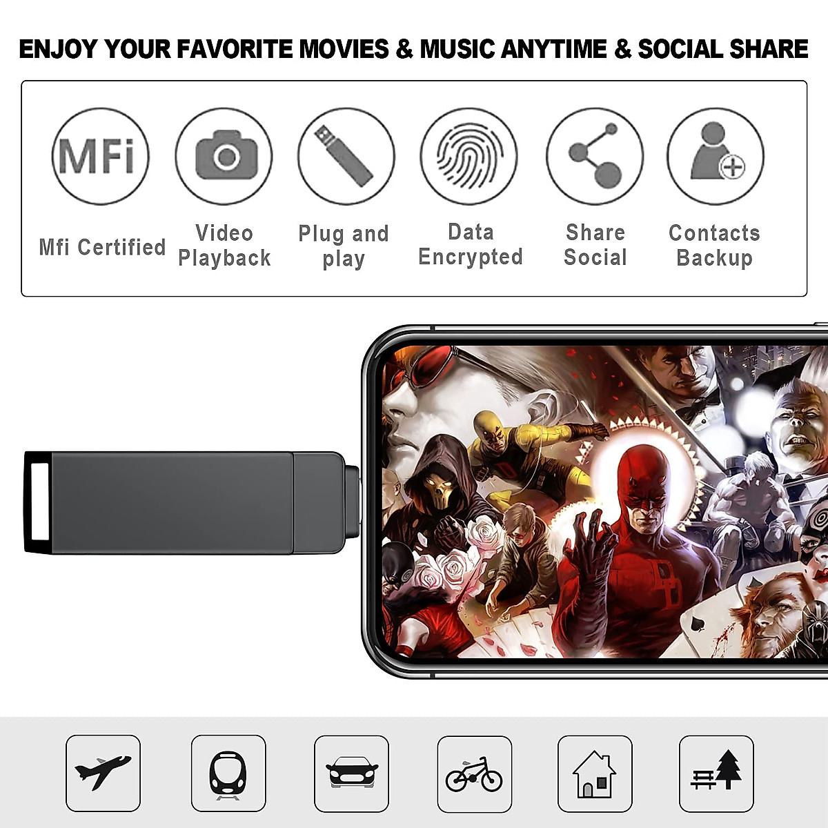 Flash Drive for Phone Photo Stick 128GB USB 3.0 Photostick Phone Memory Stick Storage External Storage Thumb Drive for Smart Phone,Android,PC Computer and Tpye-c Devices 4 in 1 Driver (128GB, Grey)