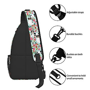 Cute Biewer Terrier Dogs Rose Flower Floral Funny Animal Dog Puppy Sling Bag Folding Chest Shoulder Backpack Crossbody Bags For Men Woman Travel Gym School Ipad Camera 3D Print Backpacks Holiday Gifts