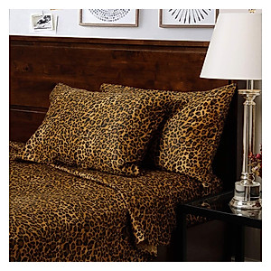 Full/Queen Size Duvet Cover Set Leopard Print Color - Egyptian Cotton 1000-Thread Count Soft Duvet Cover Set 3 Pieces with Zipper Closure Corner Ties, 1 Duvet Cover and 2 Matching Pillow Shams