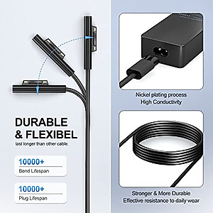 Surface Pro Charger 65W, Surface Laptop Charger for Microsoft Surface Pro 9/8/7+/7/6/5/4/3/X, Surface Laptop 5/4/3/2/1/Studio, Surface Book 2/1, Surface Go 3/2/1 with 6.6ft Power Cord