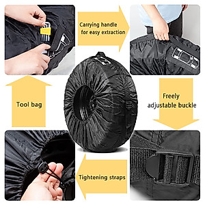 Sun Protection Waterproof Car Spare Tire Cover with Tool Bag Design,Prevent The Spare Tire Wear Aging Snow Tire Storage Bag Travel Accessories for Most Car SUV Truck(Fits for Tire Diameter 17-23inch)