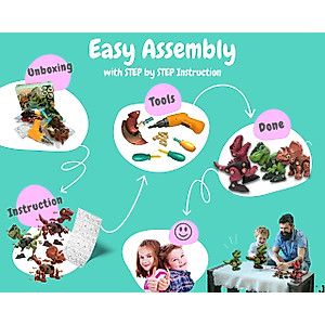 Pop A Giggle Take Apart Dinosaur Toys for Kids 3-5, Dino Toy with Electric Drill for 3 4 5 6 7-Year-Old Boys, Stem Educational Learning Building T-Rex Dino for Birthday Gifts