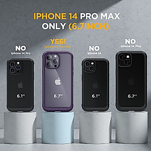 Miracase Glass Series Designed for iPhone 14 Pro Max Case 6.7 Inch, 2023 Upgrade Full-Body Bumper Case with Built-in 9H Tempered Glass Screen Protector with Camera Lens Protector, Noble Purple