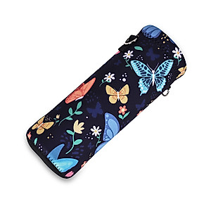 AMARY 1000ML Neoprene Water Bottle Carrier Bag with Adjustable Shoulder Strap,Insulated Water Bottle Cover for Stainless Steel/Glass/Plastic Bottles 34OZ (Butterfly-2)