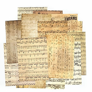 150pcs Vintage Scrapbooking Paper,Old Book Page Music Notes Background Material Paper for DIY Decoupage Junk Journal Scrapbooks Supplies