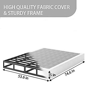 Uliesc Full Size Box Spring, 5-Inch Low Profile, Box Spring Full Size Bed, Full Size Box Spring with Strong Metal Frame, Noise Free, Easy Assembly, 3000lbs Weight Capacity
