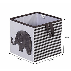 Bacati Elephants Unisex Fabric Storage Box/Tote, Grey