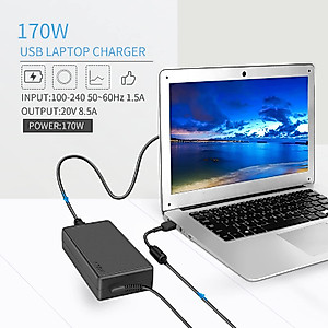 170W Laptop Charger for Lenovo ThinkPad P50 P51 P52 P53 P70 P71 P73 W540 W541 T540P Legion Y520 Y530 Y720 Y730 ADL170NLC2A ADL170NLC3A ANTWELON Square Tip 20V 8.5A AC Adapter Power Supply Cord