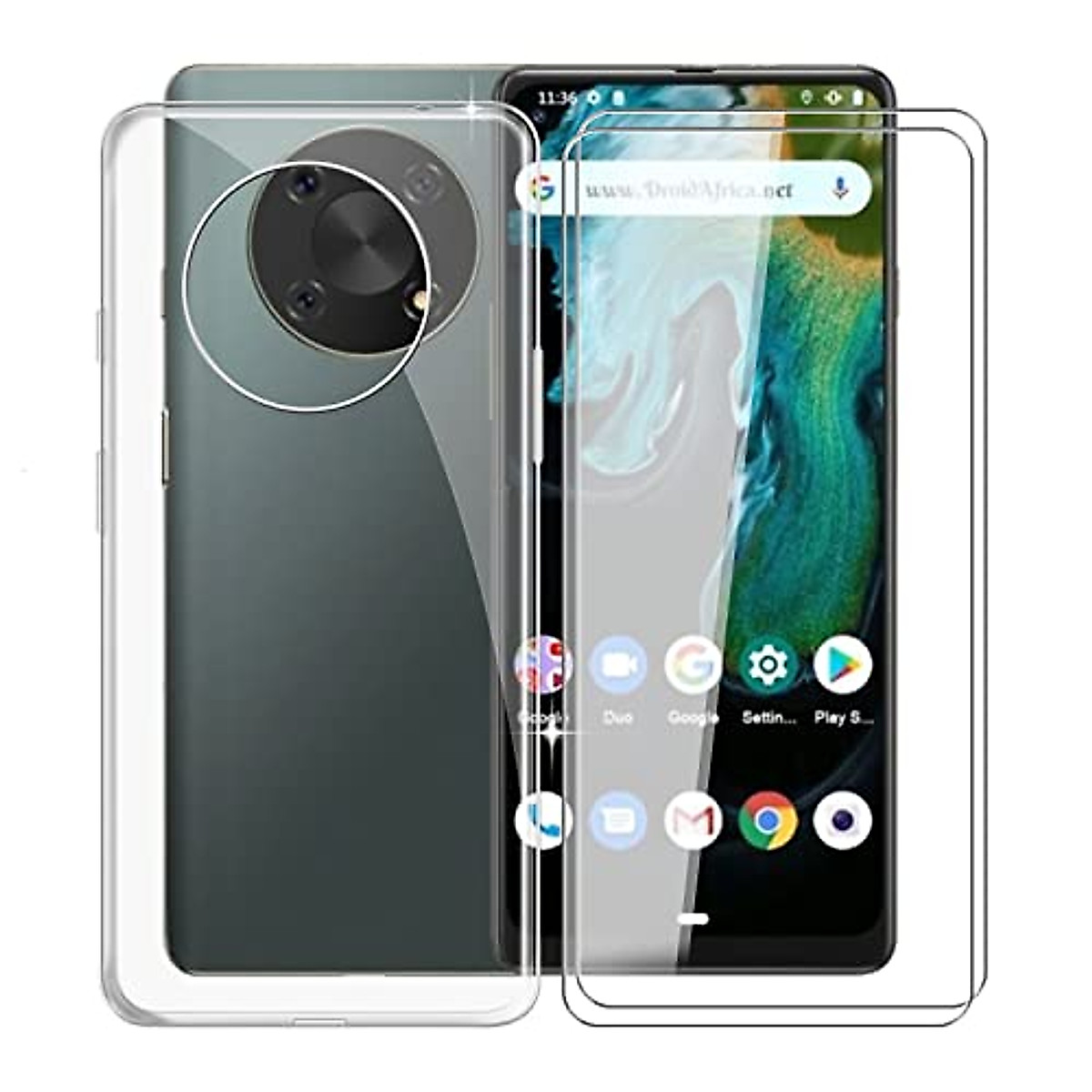 Phone Case for Cubot Max 3 (6.95"), with [2 x Tempered Glass Protective Film], KJYF Clear Soft TPU Shell Ultra-Thin [Anti-Scratch] [Anti-Yellow] Case for Cubot Max 3 - Transparent