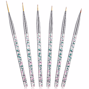 Maitys 6 Pcs Eyeliner Brushes Fine Point Thin Eye Makeup Gel Eyeliner Brush Water Activated Graphic Cosmetic Liner Wands for Eyes Makeup Tools(Bright Style)