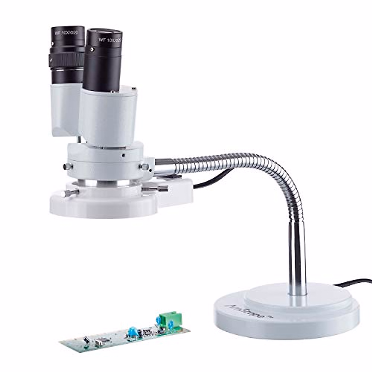 AmScope - 8X Binocular Stereo Microscope w/ 360 Revolve + 8W Fluorescent Ring Light - Gooseneck Illuminator Set for Dental, Lab, Electronic Repairs - SE508-FRL