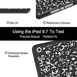 Soke Case Fits for iPad 6th/5th Generation with Pencil Holder - [Full Body Protection + Auto Wake/Sleep], Shockproof Soft TPU Back Cover for Apple iPad 9.7 inch 2018/2017, Book Black