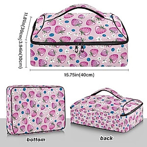 Kcldeci Insulated Thermal Food Carrier Insulated Casserole Carrier for Hot or Cold Food,Strawberry Summer Insulated Tote Bag for Potluck Cookouts Parties Picnic,Lasagna Lugger