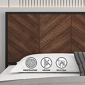 HIFIT Queen Deluxe Bed Frame with Natural Wood Finished Headboard and Footboard, Wood Platform Bed Frame with Strong Metal Frame, Wood Slat Support, No Box Spring Needed, Noise Free, Rustic Brown