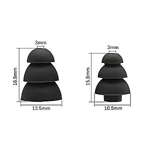 Zotech 20 Pcs Triple Flange Ear Tips Silicone Replacement Ear Buds Tips (Black)
