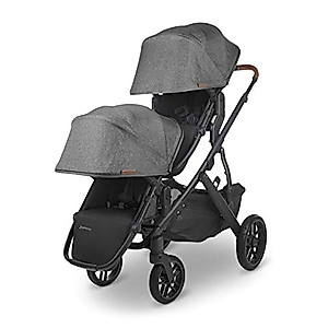 UPPAbaby Vista V2 Stroller- Greyson (Charcoal Melange/Carbon/Saddle Leather) + Upper Adapters + RumbleSeat V2- Greyson (Charcoal Melange/Carbon/Saddle Leather)