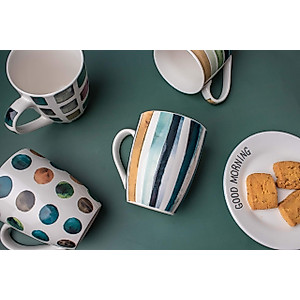 MACHUMA Set of 4 11.5oz Marble Patterns Coffee Mugs, Ceramic Tea Cup Set.