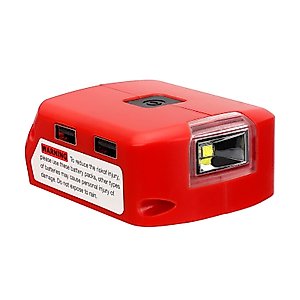Taingwei USB Charger Adapter for Milwaukee M18 Lithium Battery, LED Work Light with Dual USB Charger and 12v DC Port,Power Source Supply for 14.4-20v Max Lithium-Ion Battery