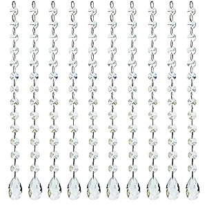 1ft 10pcs Teardrop Crystals Garland,Crystal Teardrop Chandelier Replacement,Hanging Glass Crystals for Chandelier,Wedding Decor,Crystal Christmas Tree Decorations(Clear)
