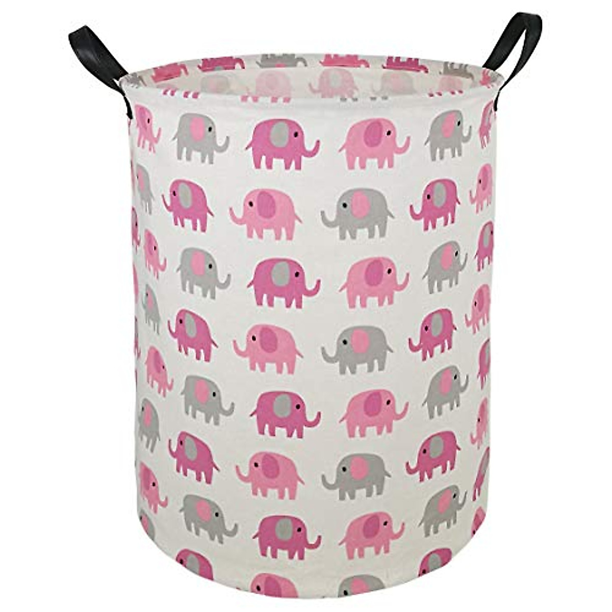 HUAYEE 19.7 Laundry Hamper Toys Box Storage Bins Canvas Waterproof Collapsible Clothes Organizer Basket with Handle Freestanding Large Cute Light Weight for Home Kids Baby Room(elephant)