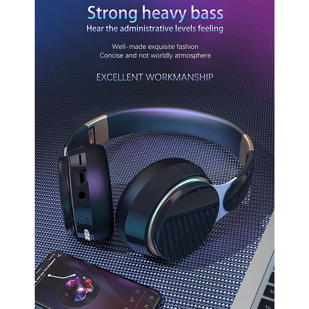 Wireless Headphones Gaming BT 5.0 Bluetooth Long Lasting Life Painless Wear Heavy Bass Upgraded Active Noise Canceling (Green)