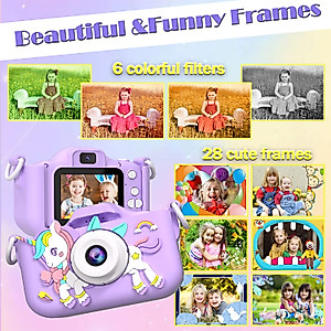 OAEBLLE Kids Camera Toddler Camera for Girls, Christmas Birthday Gifts for Girls Age 3-6, Kids Digital Camera for 7 8 9 10 11 12 Year Old, Selfie Camera for Girls Kids, 32GB TF Card (Purple)