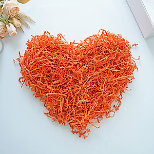 Bobobag - 1LB Crinkle Cut Paper Shred Filler Recyclable Gift Wrap Confetti Raffia Grass Shred Paper for Easter Baskets Filler Creative Eggs Decor(Orange)