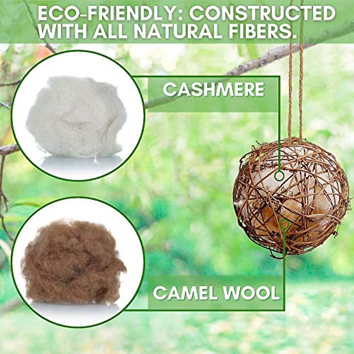 YYK Set of 3 Globe Hummingbird Nesters - Bird Nesting Material Holder – Nest Balls for Wild Birds Wrens Finches - Refillable Outdoor Bird Nesting Station to Build a Nest