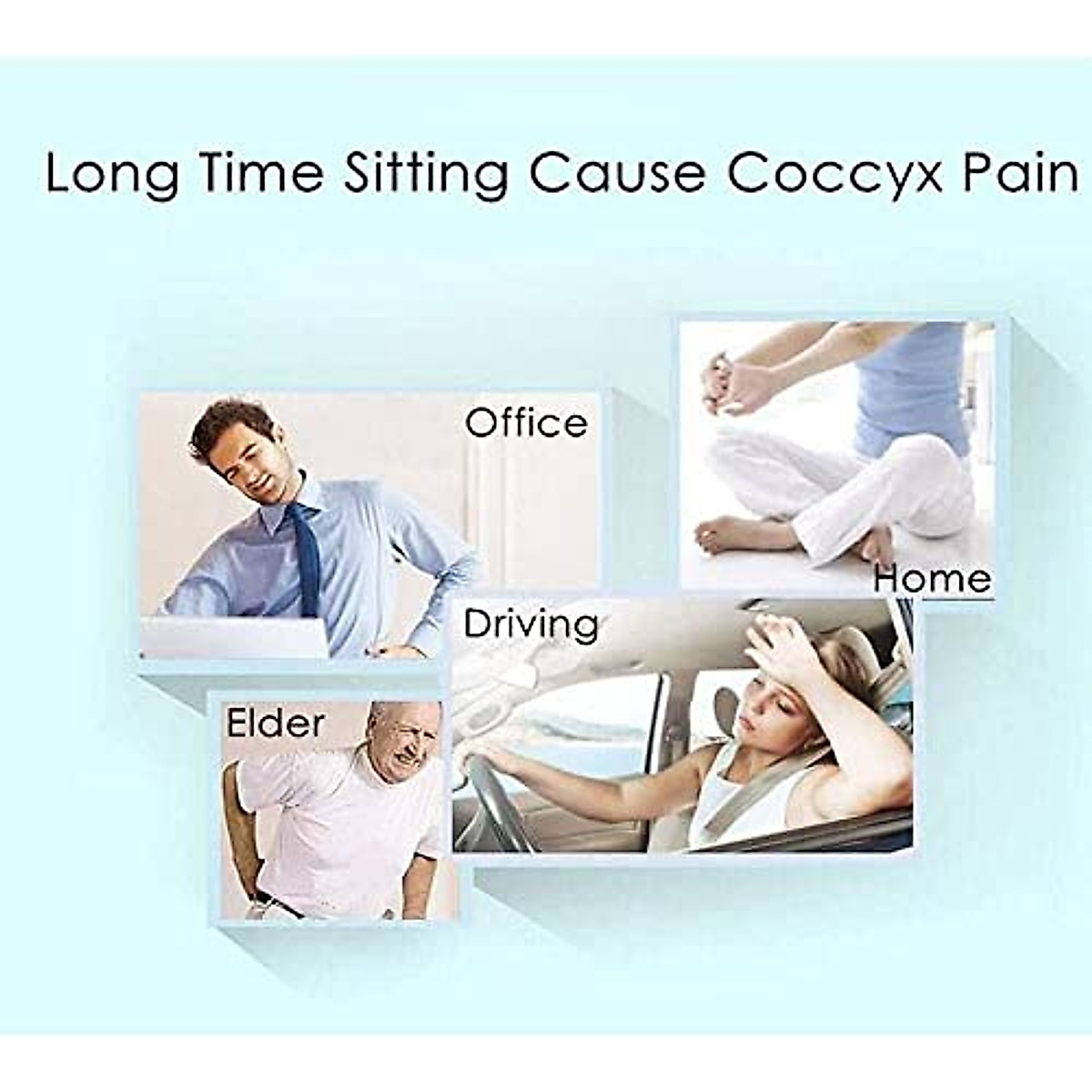 EYEARN Seat Cushion for Office Chair, Memory Foam Coccyx Cushion Relieve Tailbone, Lower Back, Hip, Sciatica Pain, Ergonomic Seat Pad for Car, Wheelchair, Desk Chair and Sitting on Floor,Durable and n
