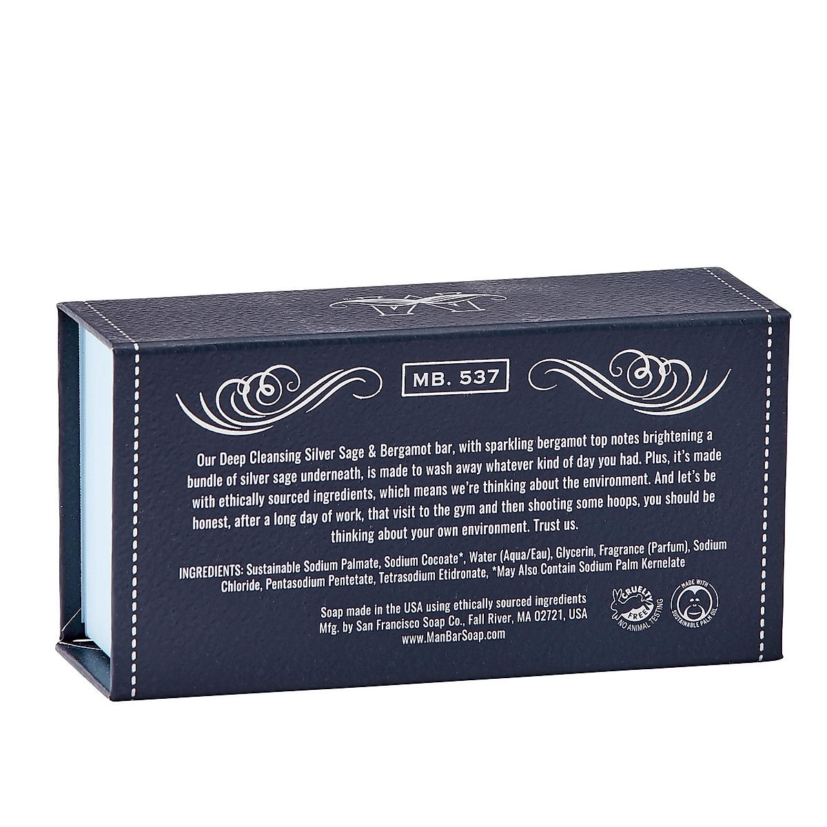 San Francisco Soap Company Deep Cleansing Man Bar, Silver Sage & Bergamot, 10 Ounce