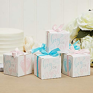 Sparkle and Bash Boy or Girl Gender Reveal Party Favor Boxes with Ribbons (50 Pack)