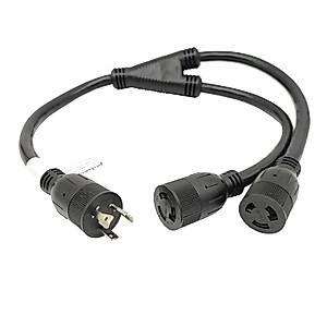 Parkworld 885187 L6-20 Y Splitter Cord for PDU and UPS 20A, 12 AWG L6-20 Plug to (2) L6-20 Receptacle, L6 Twist Lock 3-Prong 20 AMP Y Adapter Cord