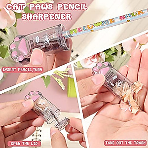 4 Pcs Cute Cat Paw Kawaii School Supplies Cute Cat Paw Pencil Sharpener and Cat Paw Shaped Retractable Eraser Kawaii Pencil Sharpener Cat School Supplies for Kids Girls Cat Lovers Office School Home