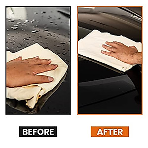 Leather Nomads Car Chamois - 4 Sqft Chamois | Real Chamois Natural Leather | Durable & Multipurpose | Fast Drying Lint Free Cleaning Chamois Leather Cloth