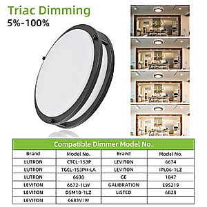 hykolity 13 inch Flush Mount LED Ceiling Light Fixture, 2700K/3000K/3500K/4000K/5000K Adjustable Ceiling Lights, Oil Rubbed Bronze Saturn Dimmable Lighting for Bathroom Kitchen, ETL Listed - 2 Pack