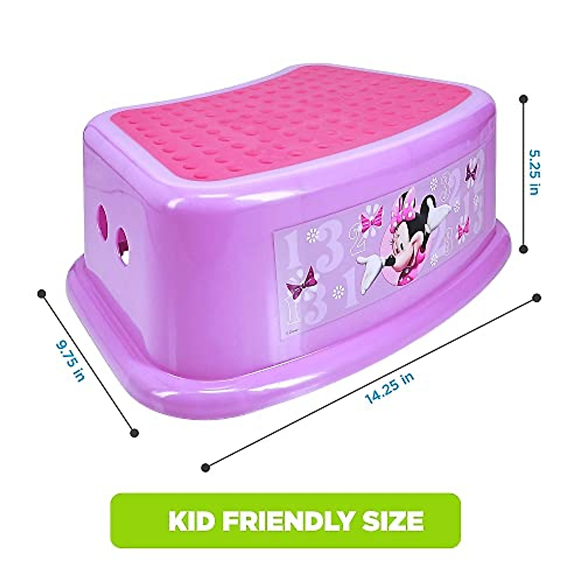 Ginsey Disney Minnie Mouse "Bowtique" Bathroom Step Stool for Kids Using the Toilet and Sink, Pink, 9.75"x5.25"x14.25", (56720)