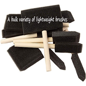 EHOMEA2Z Foam Paint Brushes Set - Versatile Sponge Paint Brush Kit with Sturdy Wooden Handles - Ideal Foam Brushes for Painting, Retouching and Crafts, Assorted Sizes - Foam Brush Collection (10)