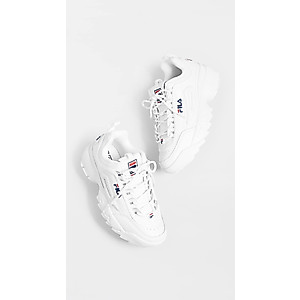Fila Women's Disruptor Ii Premium Walking Shoe, White/Navy/Red, 9