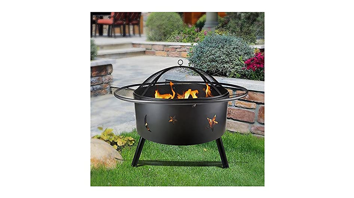 LIUXUEFE Fire Pit, Fire Bowl, wo-od Burning Fireplace, Brazier, Patio ...