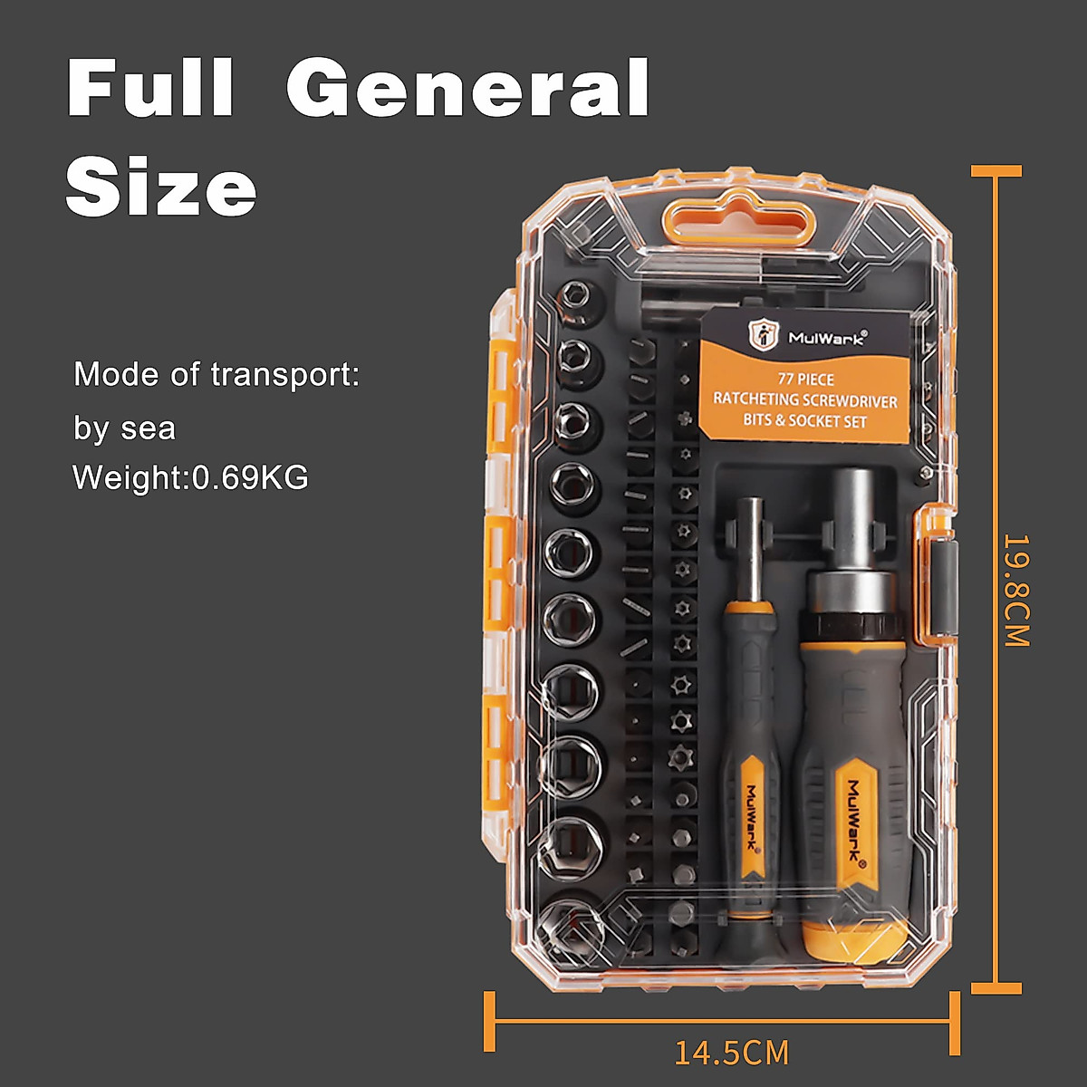 MULWARK Screwdriver Bits & Socket Set 77 Pieces, Ratchet Screwdriver Set with Case, Multipurpose Tool Kit for DIY & Professional Use, Premium Bits, Complete Screwdriver Set for Home & Garage