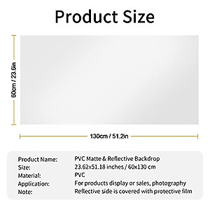 Meking White PVC Backdrop Photography Backdrop Matte & Reflective PVC Background Dual Side Vinyl Photo Backdrop for Product Video Photography Photo Studio 24x51inch (60x130cm)