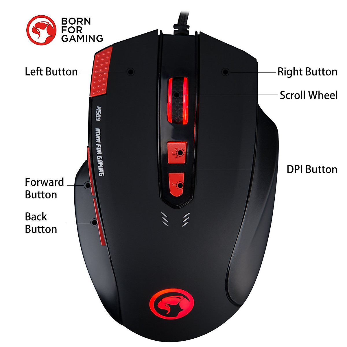Gaming Mouse MARVO 7 Color LED Backlit Wired Mouse 3200 DPI 8 Button Ergonomic Design Mice Computer Gamer PC Gaming Mouse with Adjustable DPI LED Backlight Laptop Mouse Fit for PC/Laptops/Computer
