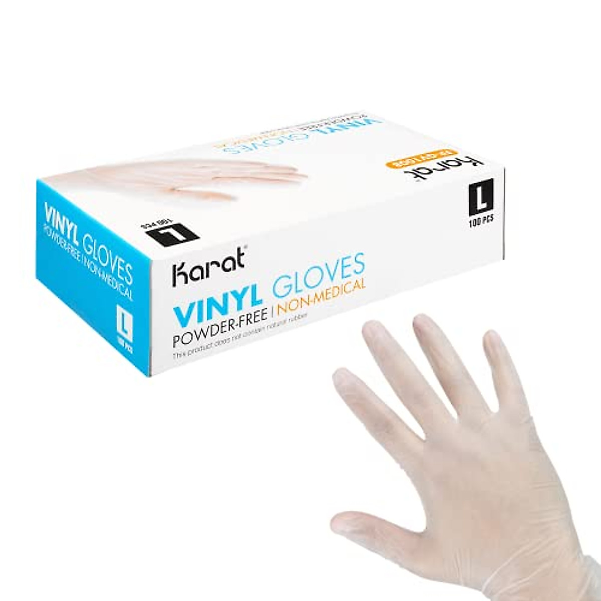 Karat FP-GV1008 Vinyl Powder-Free Gloves (Clear) - Large(Case of 1000)
