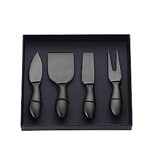 Buyer Star Black 4 Piece Cheese Knife Set Stainless Steel Mini Cheese knives Charcuterie Board Accessories Cheese Spreader Knife with Gift Box for Charcuterie, Gift-Ready