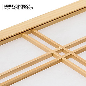 MoNiBloom Oriental Room Dividers and Folding Privacy Screens 5.7ft Shoji Room Divider Double Cross Folding Partition Freestanding Wood Wall Dividers with 4 Panel for Office Changing Room, Natural