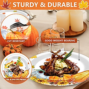 48 Pcs Thanksgiving Fall Paper Plates Party Supplies, Watercolor Pumpkins Maple Leaves Disposable Plates (9'' + 7'') for Fall Party Autumn Harvest Holiday Thank You Dinnerware Decorations Favors