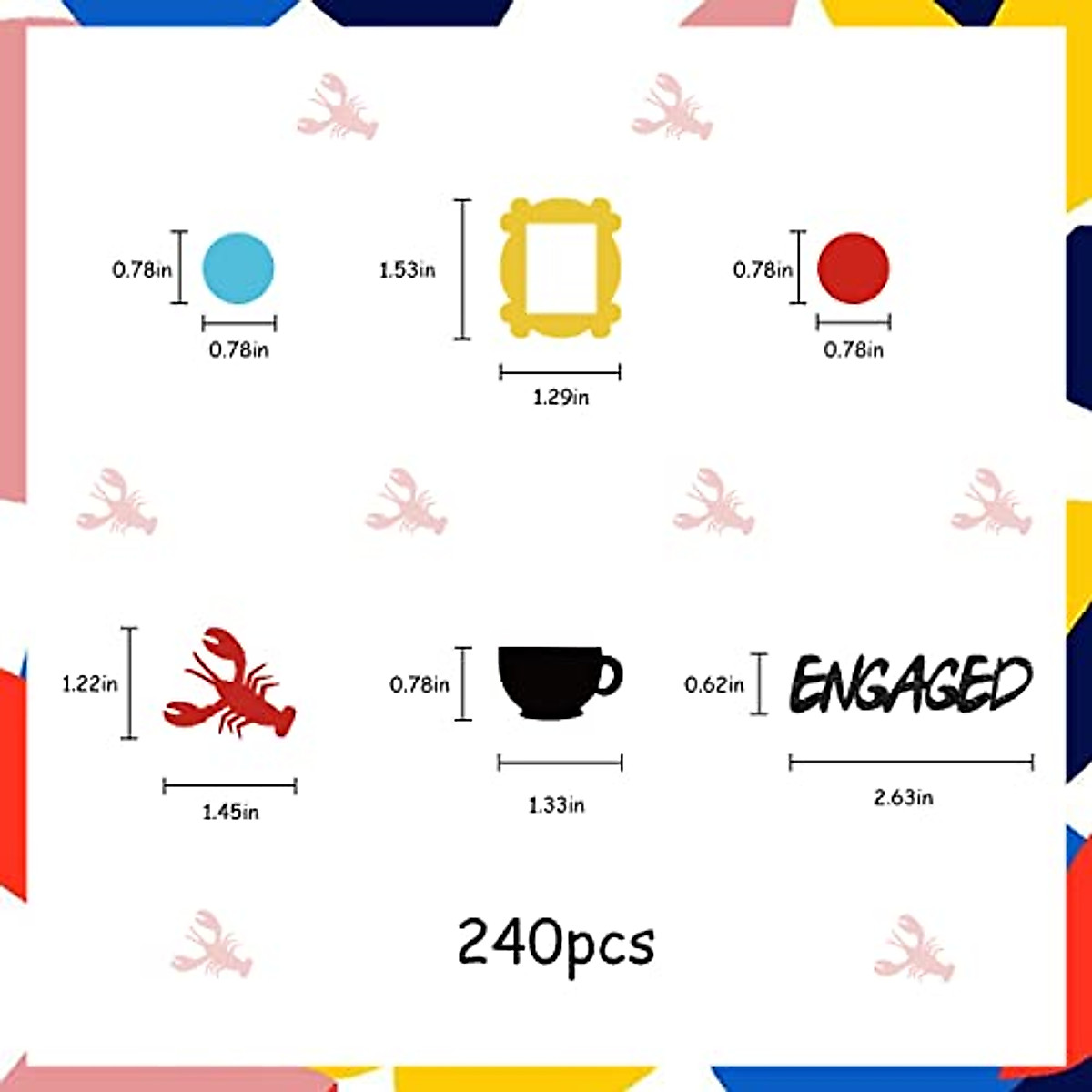 240 Pieces Friends TV Show Confetti for Bridal Shower Decorations, Friends Themed Bachelorette Table Decorations Include Lobster, Engaged Confetti