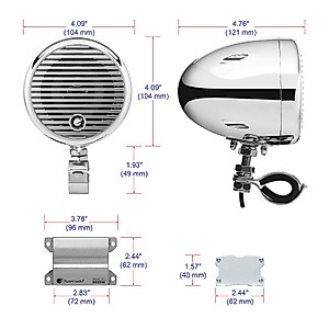 Planet Audio PMC2C Motorcycle Speaker System - Bluetooth, Weatherproof Speakers Amplifier, 2 3 Inch Speakers, 1 2 Channel Amplifier, 1 Volume Control, Use With ATV Motorcycle 12 Volt Vehicles
