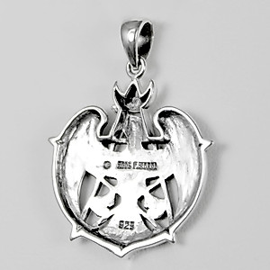 Dryad Design Raven Moon Pentacle Pendant 1" - Sterling Silver Gothic Wiccan Pagan Raven Jewelry