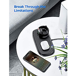 GINRGERS Wireless Charger,2 in 1 Charging Dock with iWatch Stand,iPhone Charger Compatible iphone13/12/11/X/XS Pro Max/ 8, 7/6/SE/5/4/3/2, Galaxy S21/S20/S10/S9/S8, Google, etc, Black